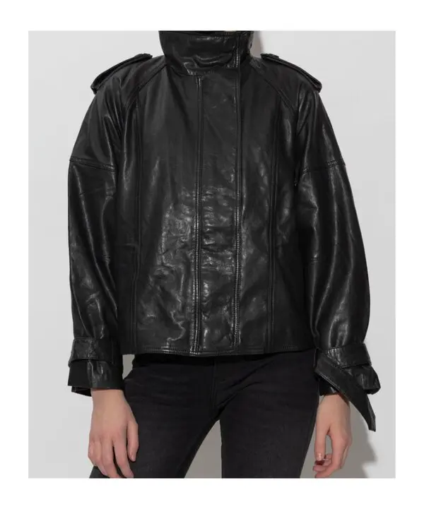 ALLSAINTS Serne Leather Jacket With Stand Collar