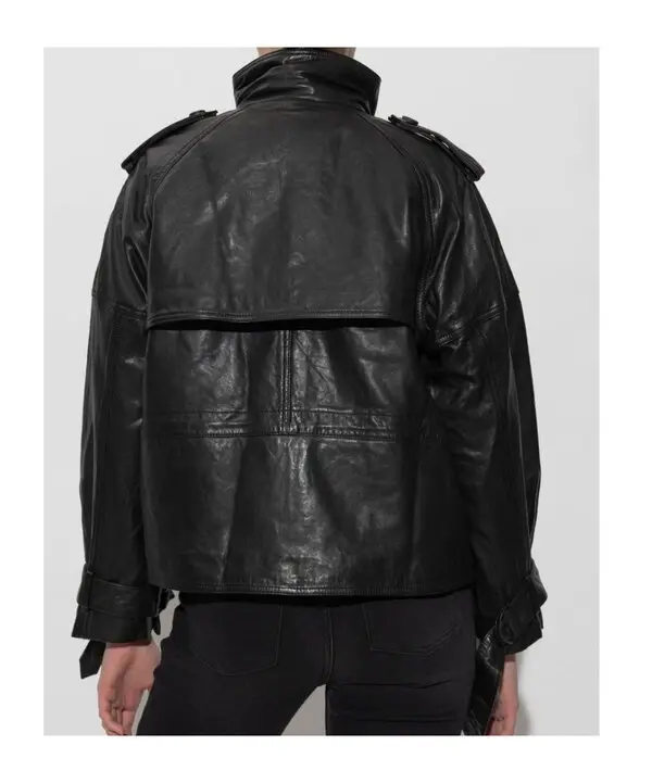 ALLSAINTS Serne Leather Jacket With Stand Collar