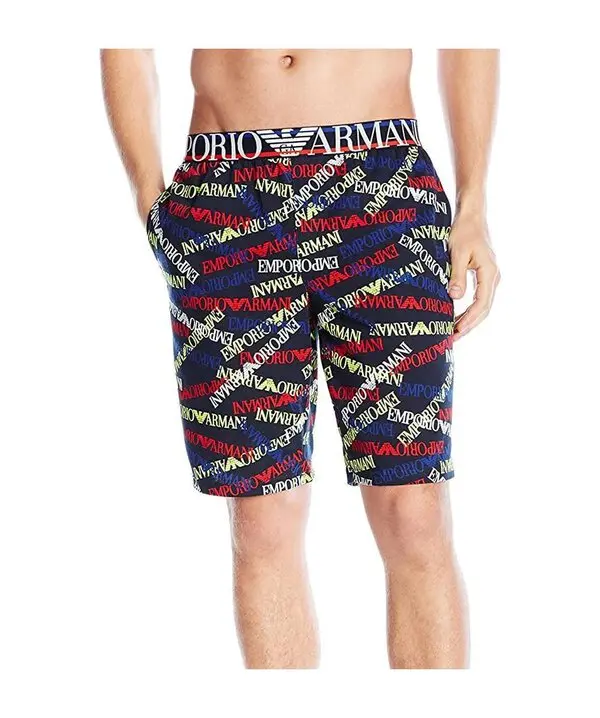 Emporio Armani Pattern Printed Swimming Trunks - Black