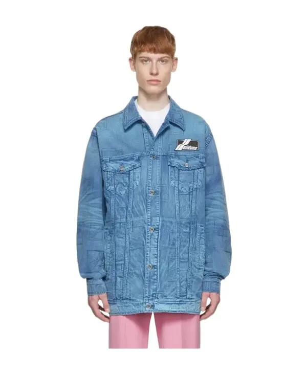 We11Done Logo Lapel Denim Coat