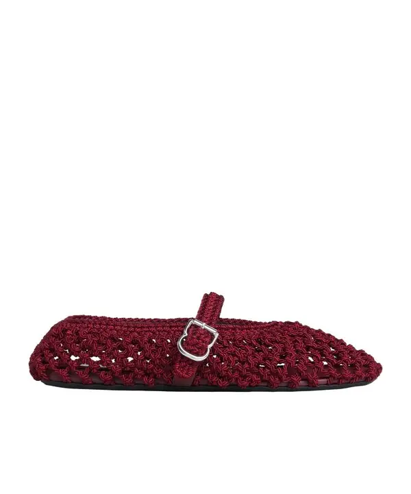 Alaïa Woven Buckled Flat Shoes - Red