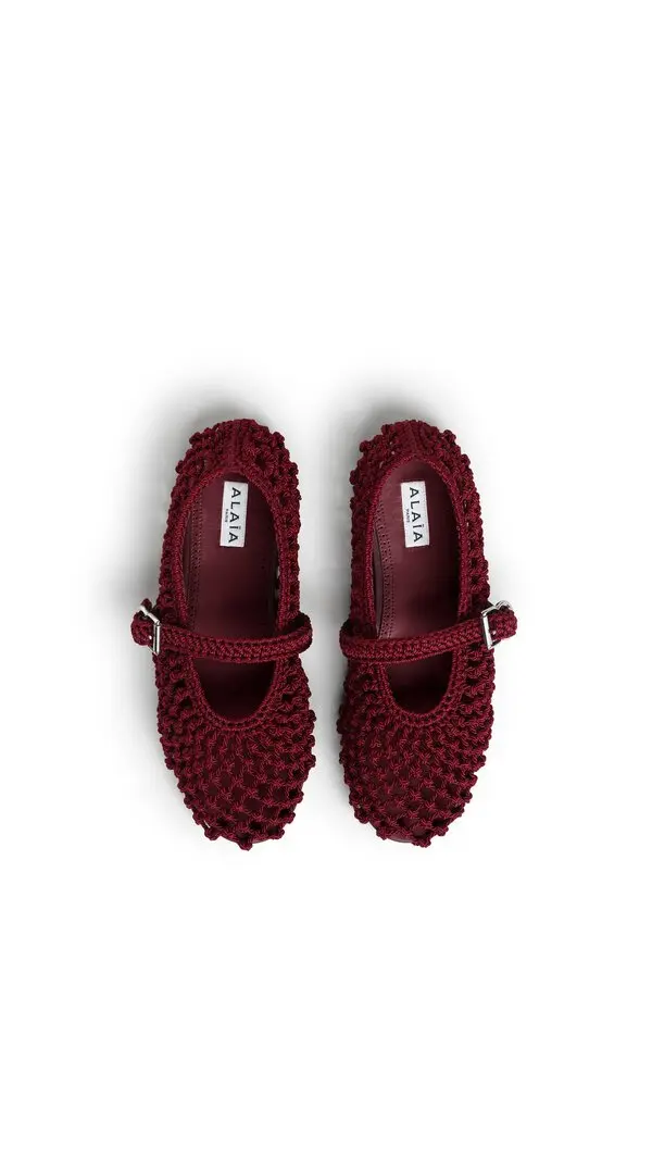 Alaïa Woven Buckled Flat Shoes