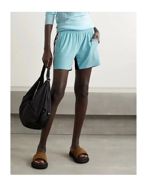 Norma Kamali Elastic Waist Color-blocked Shorts