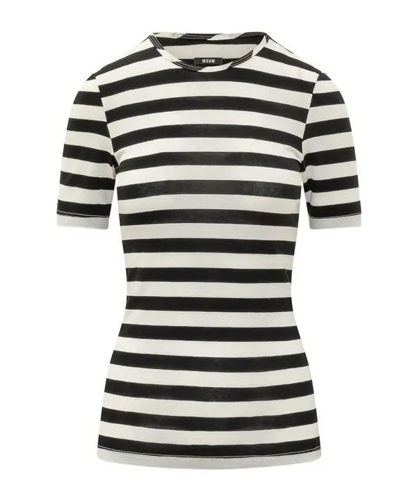 MSGM Striped Fitted T-shirt - Black