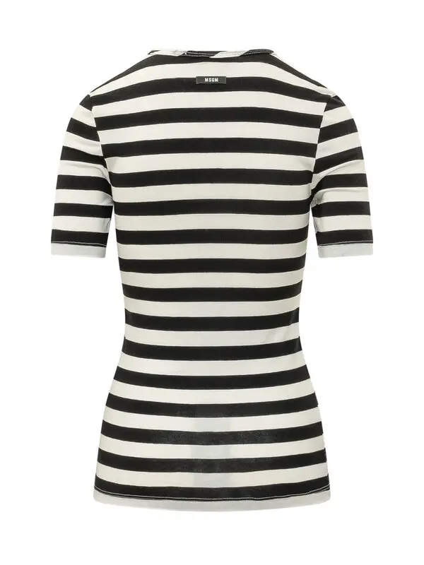 MSGM Striped Fitted T-shirt - Black