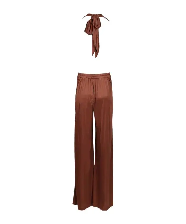 AMAZUIN Tie Backless Jumpsuit With Plunge V-neck And Wide Legs