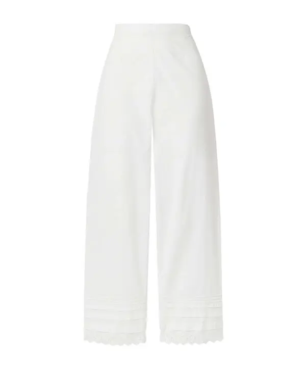DÔEN Francisca Embroidered Lace Casual Pants - White