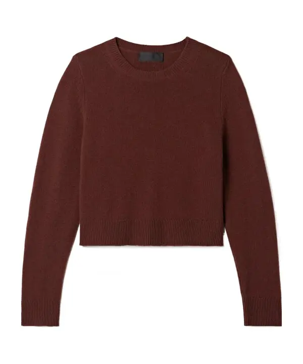 NILI LOTAN Venus Cropped Cashmere Sweater - Brown