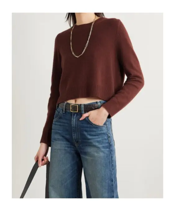 NILI LOTAN Venus Cropped Cashmere Sweater - Brown