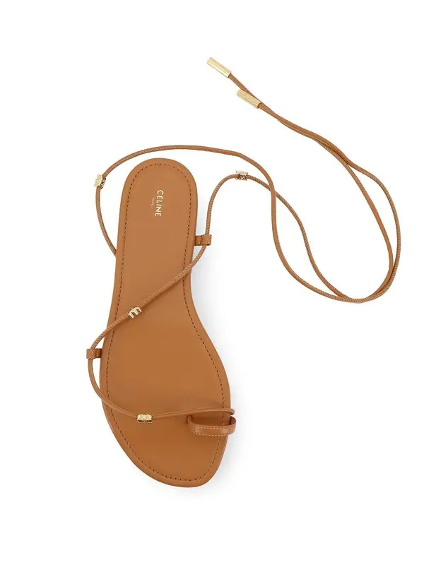 Celine Open-toe Flat Sandals With Lace-up Ankle Tie
