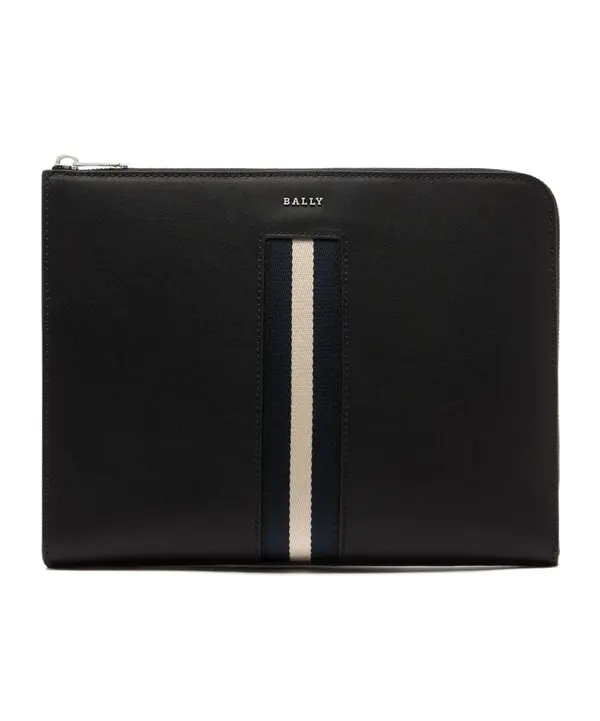 Bally Leather Pouch With Grosgrain Ribbon Detail - Black