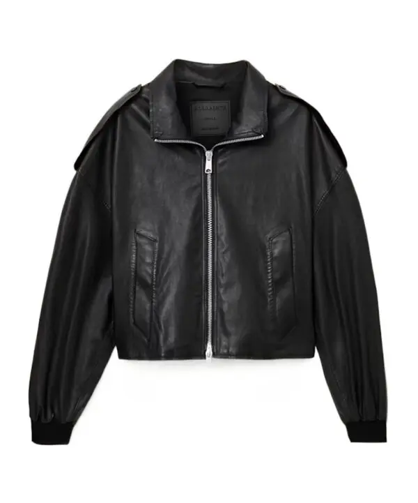 ALLSAINTS Lowden Leather Funnel Neck Jacket - Black
