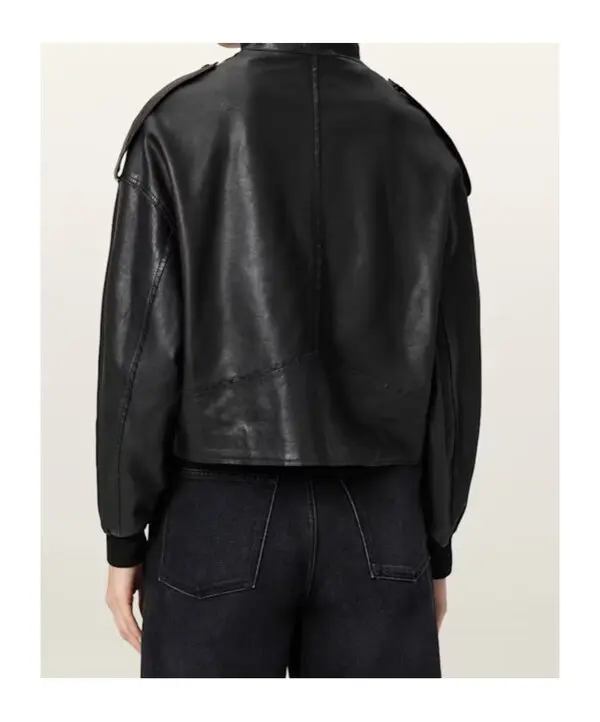 ALLSAINTS Lowden Leather Funnel Neck Jacket - Black