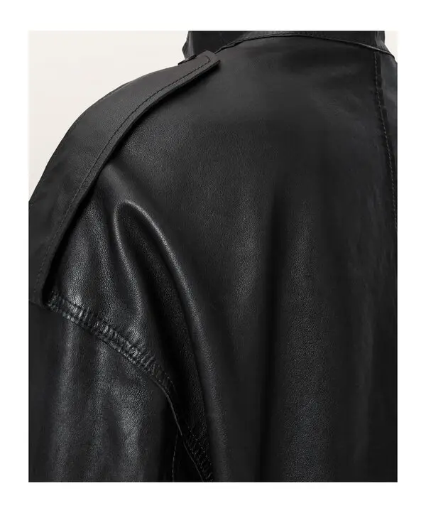 ALLSAINTS Lowden Leather Funnel Neck Jacket - Black