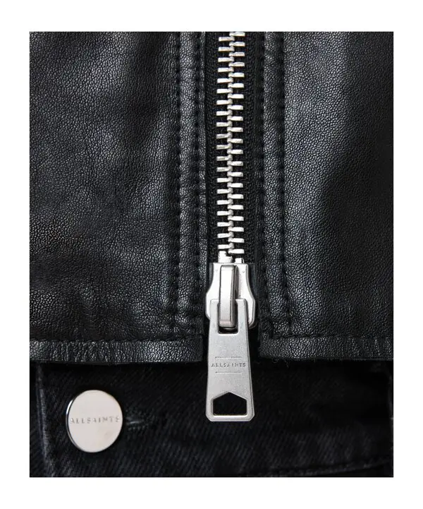 ALLSAINTS Lowden Leather Funnel Neck Jacket - Black
