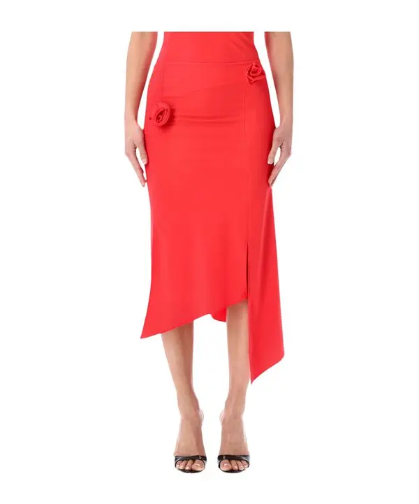 Coperni Floral Appliqué Asymmetric Skirt - Red