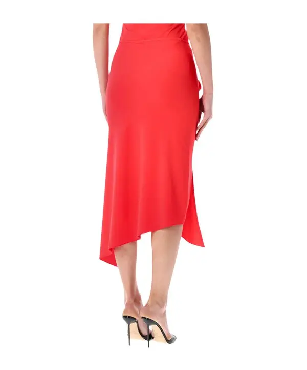 Coperni Floral Appliqué Asymmetric Skirt - Red
