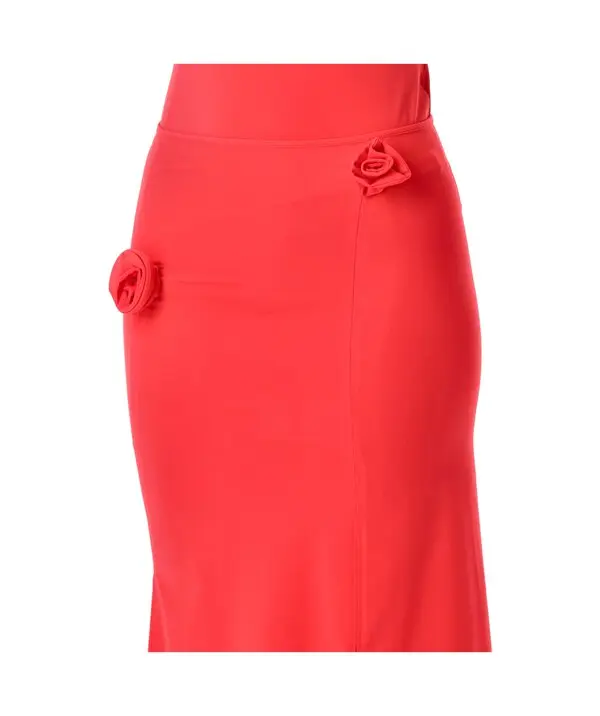 Coperni Floral Appliqué Asymmetric Skirt - Red