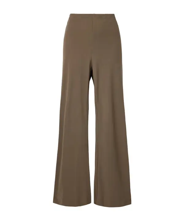 Staud Stroll Flared Crepe Trousers - Brown