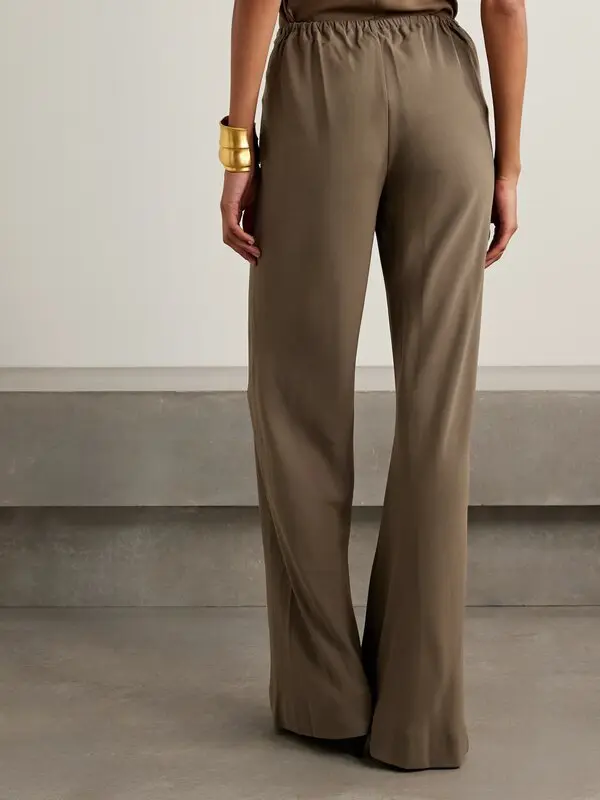 Staud Stroll Flared Crepe Trousers - Brown