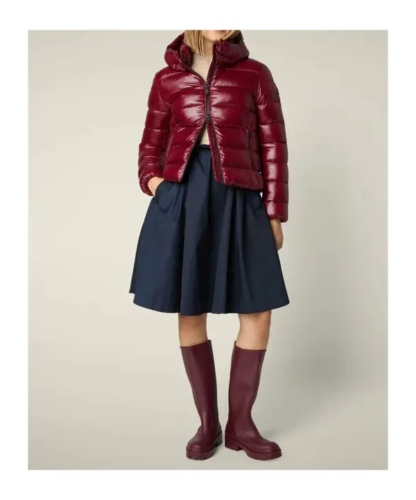 SAVE THE DUCK Padded Jacket With Detachable Hood And Logo Patch - Red