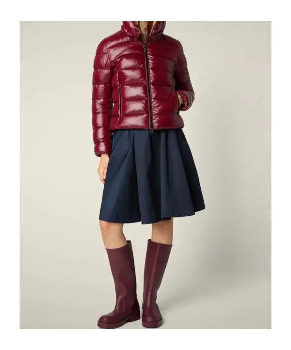 SAVE THE DUCK Padded Jacket With Detachable Hood And Logo Patch - Red