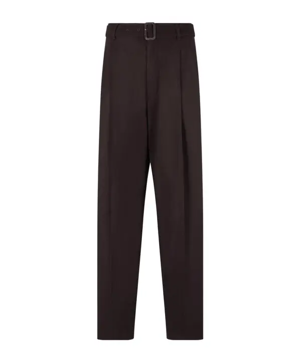 Emporio Armani Belted Straight Leg Pants - Brown