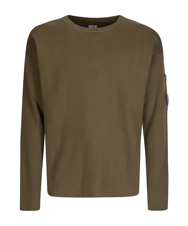 C.P. COMPANY Lens Crewneck Knitted Sweater - Brown