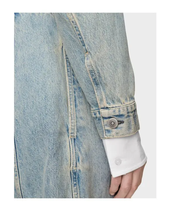 MAISON MARGIELA Patchwork Long Denim Coat - Light Blue