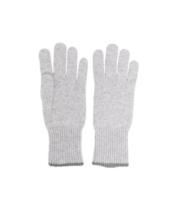 Brunello Cucinelli Knitted Gloves With Contrasting Trim - Grey