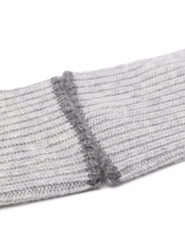 Brunello Cucinelli Knitted Gloves With Contrasting Trim - Grey