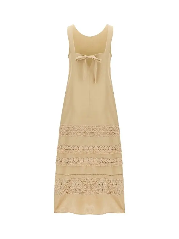 Max Mara Sleeveless Maxi Dress With Lace Detailing