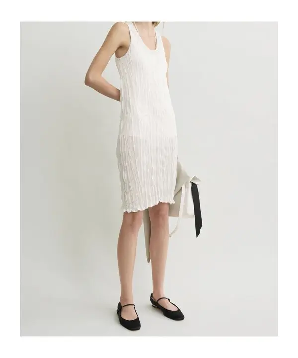TOTEME Crinkled Knit Tank Dress - White