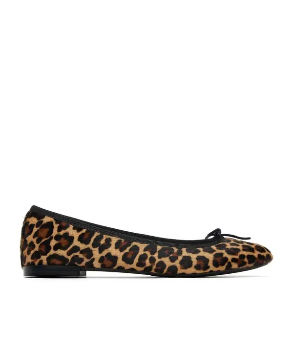 Repetto Cendrillon Leopard Print Ballet Flats With Bow Detailing - Black