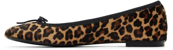 Repetto Cendrillon Leopard Print Ballet Flats With Bow Detailing - Black