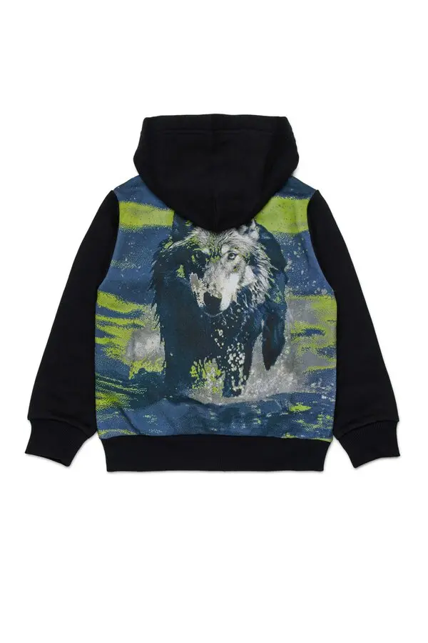 DIESEL® Zip-up Hoodie With Graphic Back Panel
