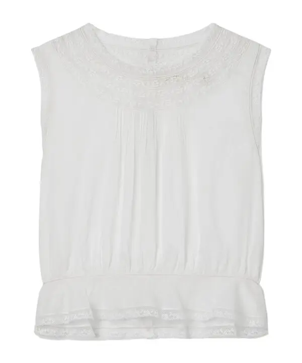 DÔEN Lilibet Lace-trimmed Pintucked Organic Cotton-voile Top - Off White