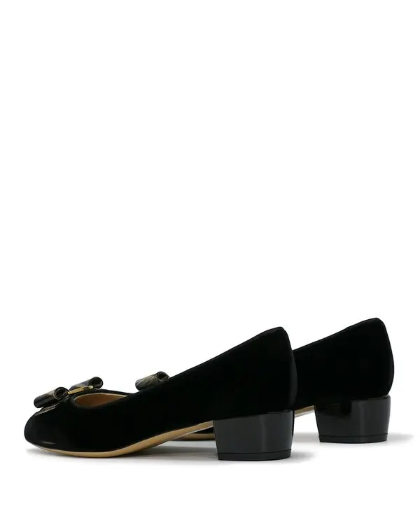 FERRAGAMO Velvet Bow Detail High Heels - Black