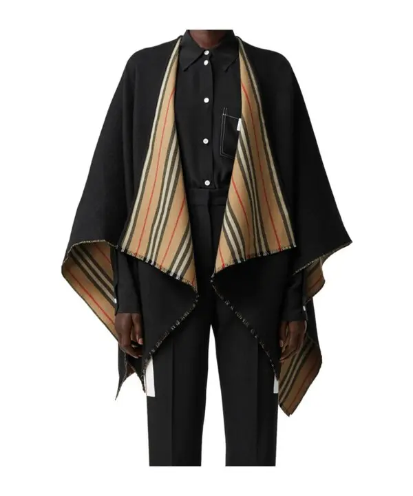 Burberry Icon Stripe Wool Reversible Cape