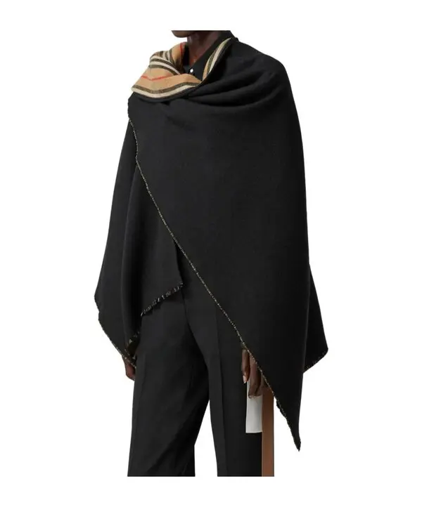 Burberry Icon Stripe Wool Reversible Cape