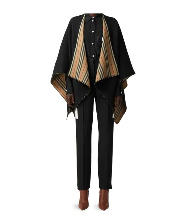 Burberry Icon Stripe Wool Reversible Cape