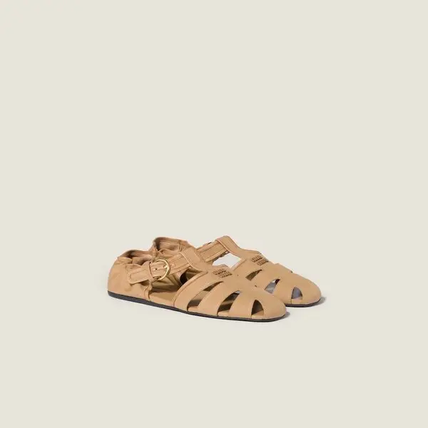 Miu Miu Allacciate Ruched Flat Sandals