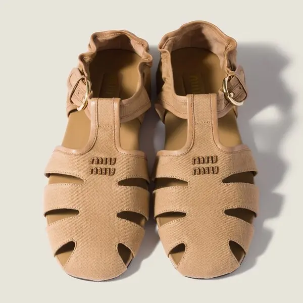 Miu Miu Allacciate Ruched Flat Sandals