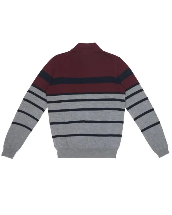 Karl Lagerfeld Striped Long Sleeve Knit Sweater - Gray