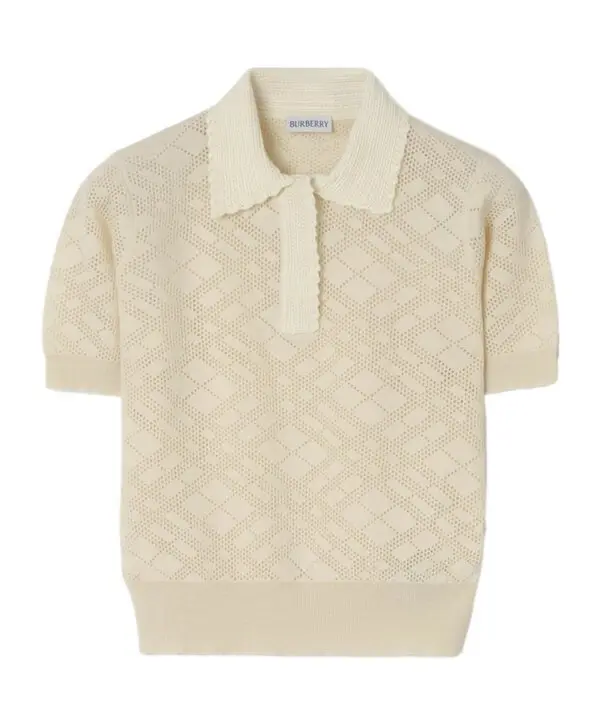 Burberry Check-pattern Polo Top - Ceramic White
