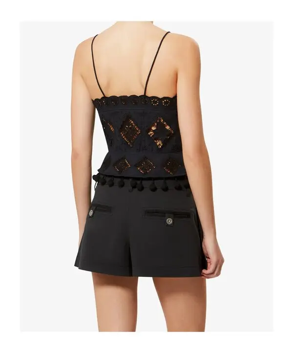 Isabel Marant Étoile Nelssy Fitted Tank Top With Crochet Pom-poms - Black
