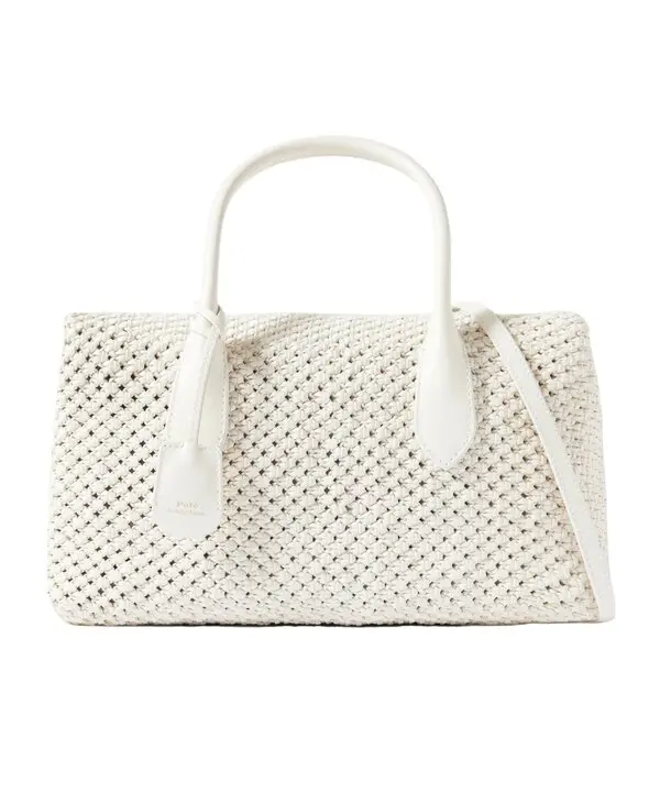 Polo Ralph Lauren Woven Leather Shoulder Bag - Off White