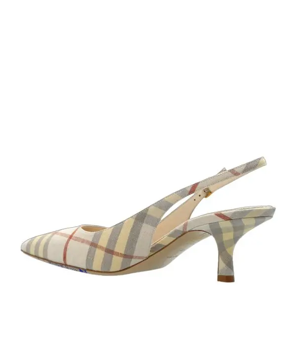 Burberry Checked Slingback Mid Heel Pumps