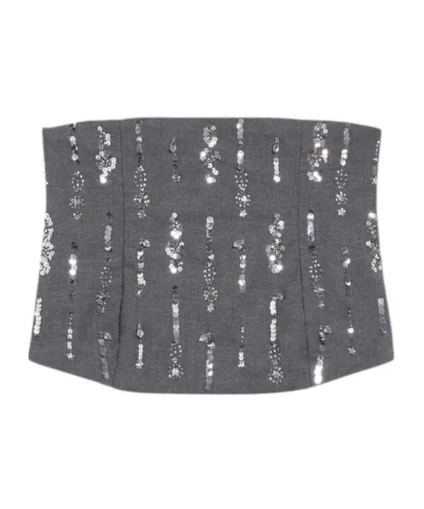 IBLUES Corset Top With Sequins And Appliqués - Grey