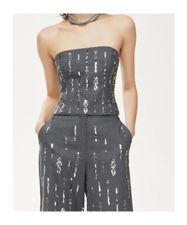 IBLUES Corset Top With Sequins And Appliqués